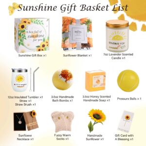 ZRFMIB Sunflowers Gift Baskets for Women, 11 Pcs Birthday Gift, Get Well Soon Gift Basket, Relaxing Care Package, Unique Gifts for Her, Mom, Sister, Wife, Girlfriend, Daughter, Female Friends