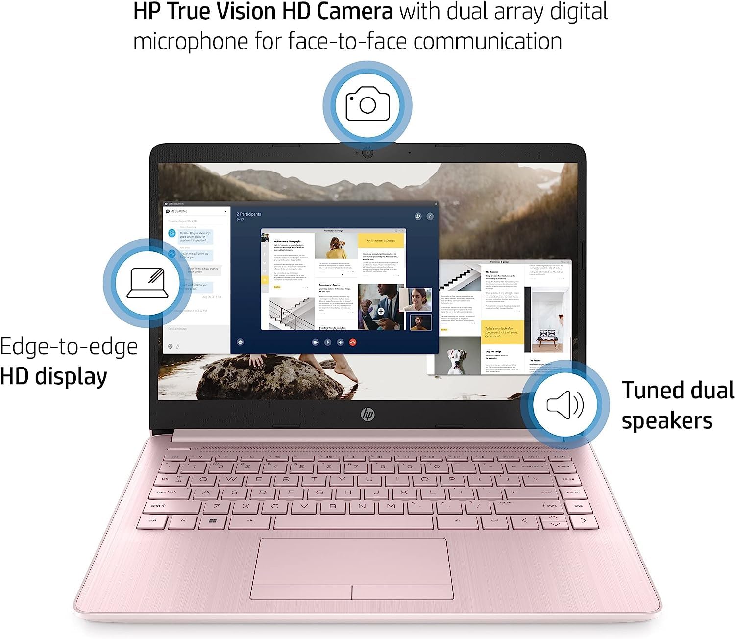 HP 14" HD Laptop Newest Stream, Intel N4000 Series Processor, 8GB DDR4 RAM, 64GB eMMC, WiFi, Bluetooth, HDMI, Webcam, USB Type-A&C, w/GM Accessory, Pink