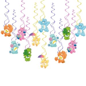 12pcs care cute bear party decoration rainbow bear party hanging swirls decoration for girls' cartoon bear theme birthday party barnyard party supplies