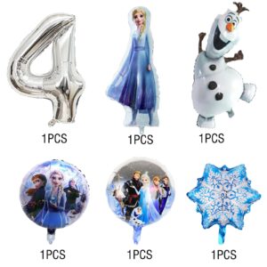 Frozen 3rd Birthday Balloons Bouquet Decorations Frozen Foil Balloons for Kids 3rd Birthday Baby Shower Frozen Themed Party Decorations (4th Birthday)