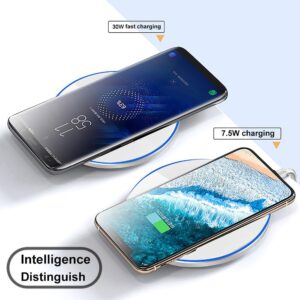 Wireless Charging Pad 30W, Fast Wireless Charger Compatible with Samsung Galaxy S23 S22 S21 S20 FE S10, Wireless Charger Pad Compatible for iPhone 14 13 12 11, Google Pixel 7 Pro 7a 6 Pro 5 4XL