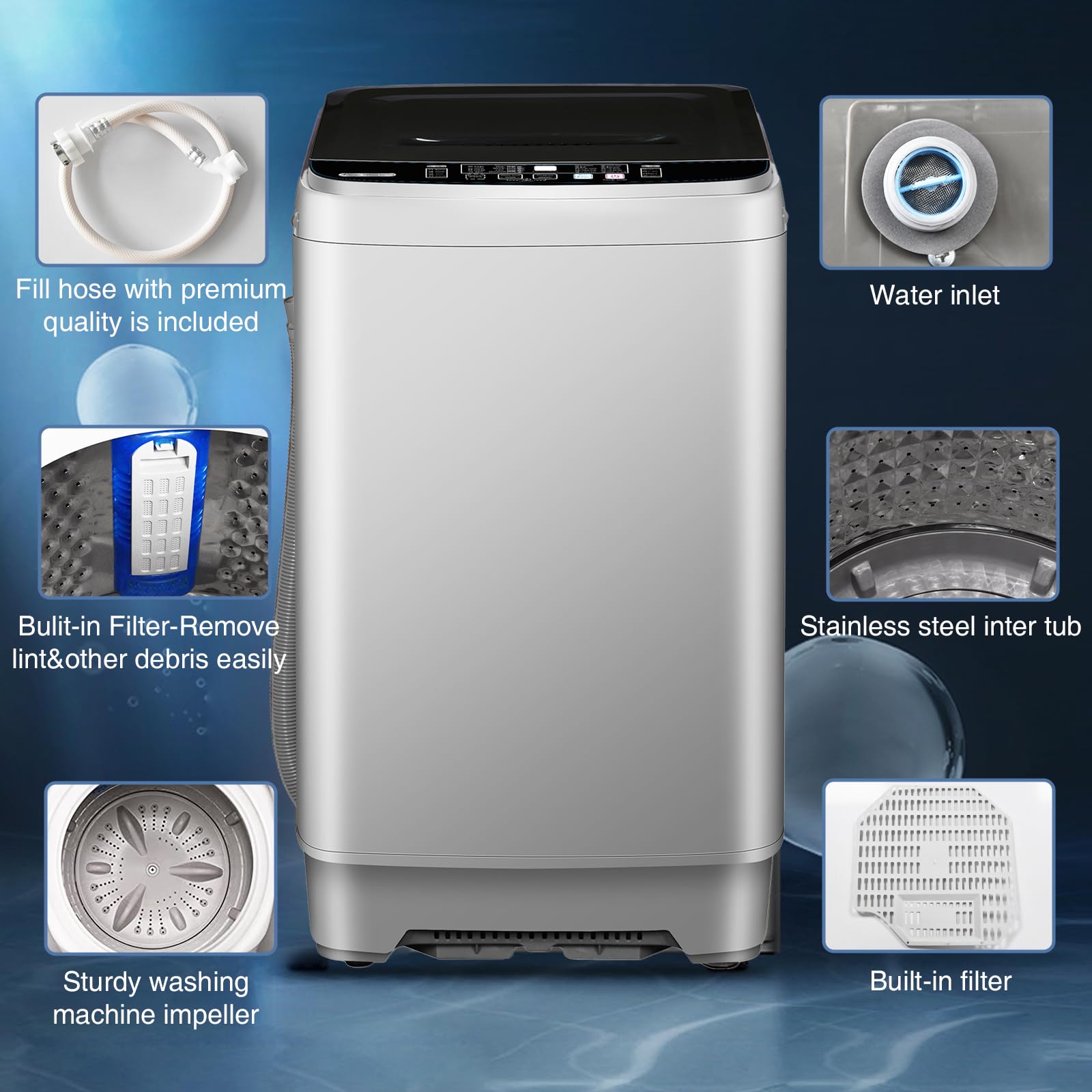 BODACIOUS XQB201A-GREY6 Full Automatic Washer, Grey