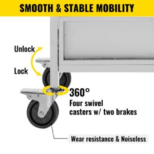 VEVOR Book Cart, 200lbs Library Cart, 30x14x49 Inch Rolling Book Cart Single Sided L-Shaped Flat Shelves with 4 Inch Lockable Wheels, for Home Shelves Office and School Book Truck in White