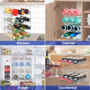 boailydi Water Bottle Organizer for Cabinet, Stackable Water Bottle Racks for Kitchen Pantry Organization and Storage -2 Packs, Hold 6 Bottles, Clear