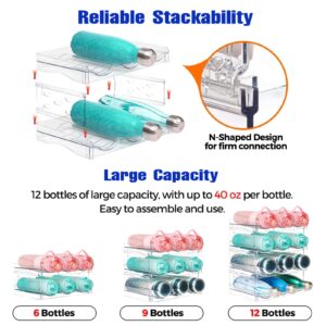 boailydi Water Bottle Organizer for Cabinet, Stackable Water Bottle Racks for Kitchen Pantry Organization and Storage -2 Packs, Hold 6 Bottles, Clear