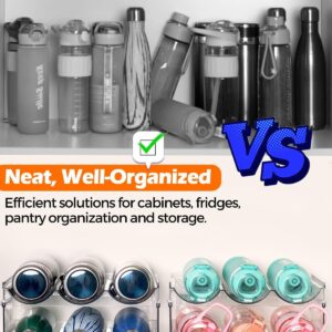 boailydi Water Bottle Organizer for Cabinet, Stackable Water Bottle Racks for Kitchen Pantry Organization and Storage -2 Packs, Hold 6 Bottles, Clear