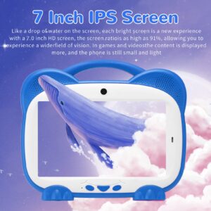 Zyyini 7 Inch Tablets, 1960x1080 IPS Touchscreen Cartoon Toddlers Tablets, MT6582 Quad Core CPU, 4GB RAM 32GB ROM, Dual SIM Card, Dual Camera, WiFi, BT4.0, Dual Speaker (Blue)