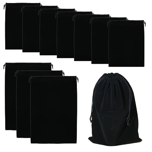 Saihisday 10Packed Silver Storage Bags, Anti-Tarnish Jewelry Storage Bags, Fabric Cloth Bags for Silver Jewelry Silverware Protection(Black)