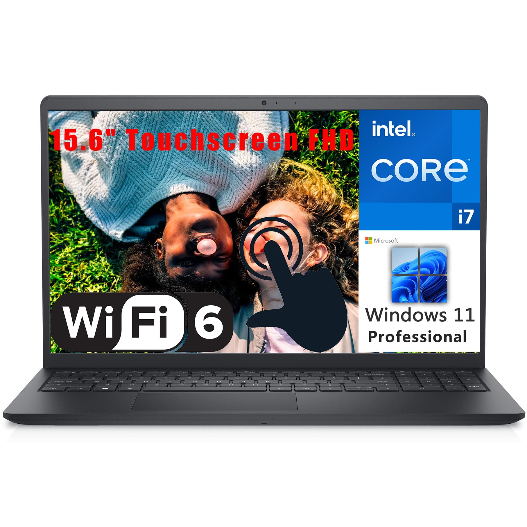 Dell 2023 Inspiron 15 3520 Business Laptop, 15.6" Touchscreen FHD Computer, 12th Gen Intel 10-Core i7-1255U, 64GB DDR4 RAM, 1TB PCIe SSD, WiFi 6, Bluetooth, Black, Windows 11 Pro