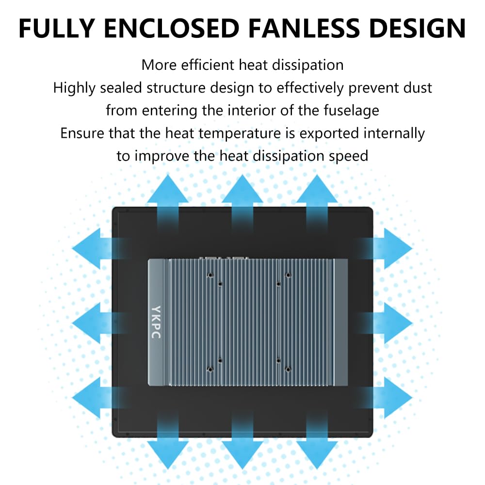 YanKe 21.5 Inch LED Embedded Industrial Panel PC, 10 Point Touch Screen, Front Panel IP65, celeron N5095, Win 7/10 /11, VGA/3USB2.0/USB3.0/LAN/3COM/FANLESS, (4G RAM/128G SSD) (21.5 inch N5095 4+128)