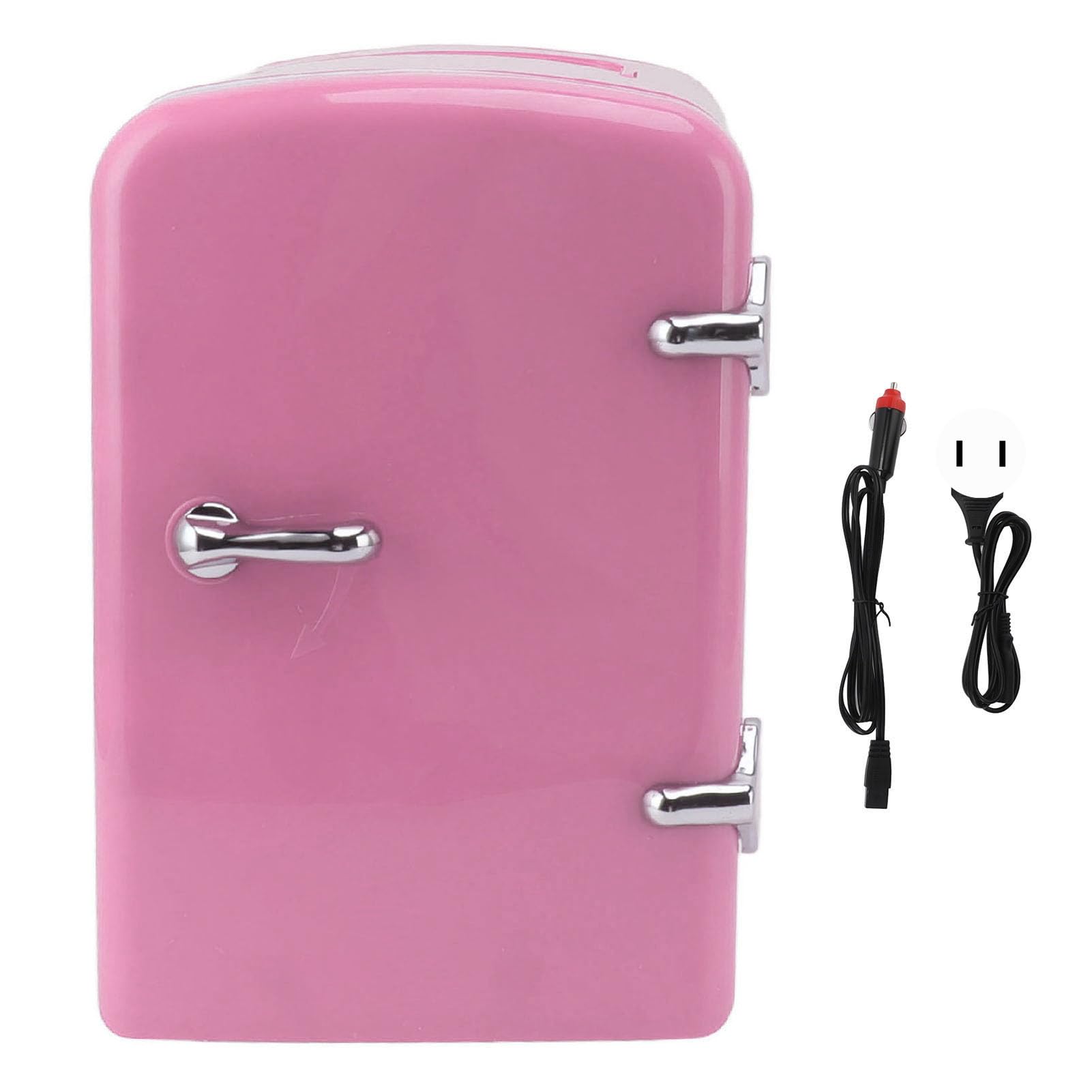 Asixxsix Mini Fridge, 4L Portable Cooler and Warmer Personal Makeup Refrigerator with DC12V Car Plug for Food Skincare Cosmetic Beverage, Beauty Fridge for Bedroom, Office, Car, Dorm (Pink US Plug)