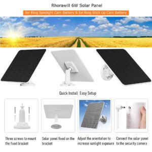 Solar Panel for Ring Camera,for 6W Ring Solar Panel,for Ring Camera Solar Panel Compatible for Ring Spotlight Cam Battery & Stick Up Cam Battery with Barrel Plug 5V Solar Battery Charger(1 Pack)