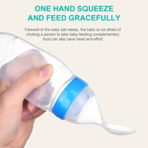 Baby Food Feeder Silicone Squeeze Feeding Spoons - Safe and Convenient Feeding Solutions for Boys, Girls, Kids, and Toddlers -Blue