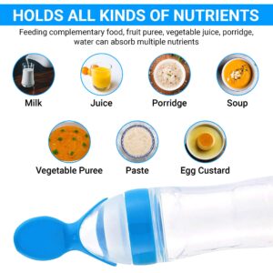 Baby Food Feeder Silicone Squeeze Feeding Spoons - Safe and Convenient Feeding Solutions for Boys, Girls, Kids, and Toddlers -Blue