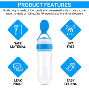 Baby Food Feeder Silicone Squeeze Feeding Spoons - Safe and Convenient Feeding Solutions for Boys, Girls, Kids, and Toddlers -Blue