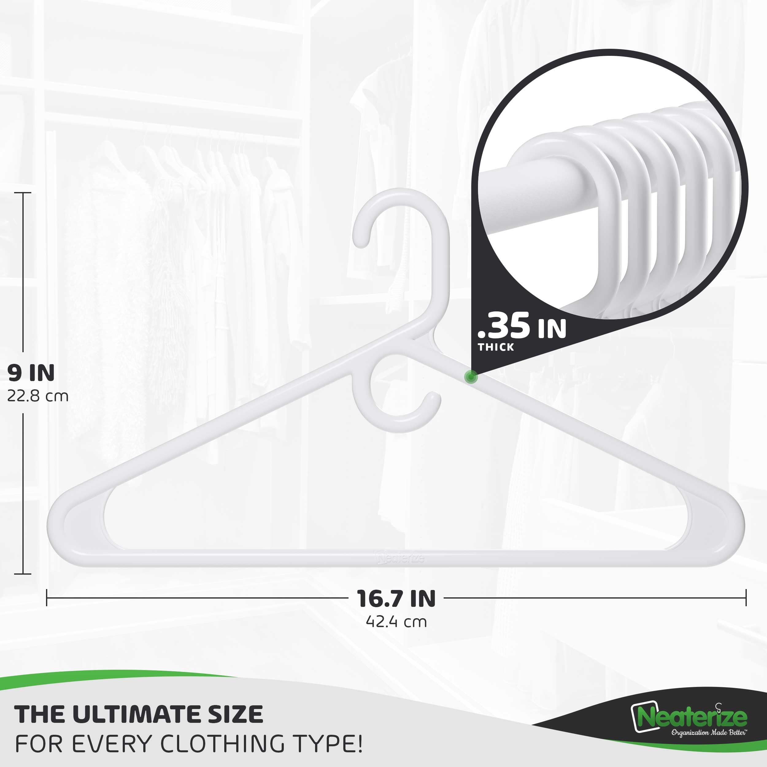 Ultra Heavy Duty Plastic Clothes Hangers - White - Durable Coat, Suit and Clothes Hanger. Perchas De Ropa (24 Pack - White)