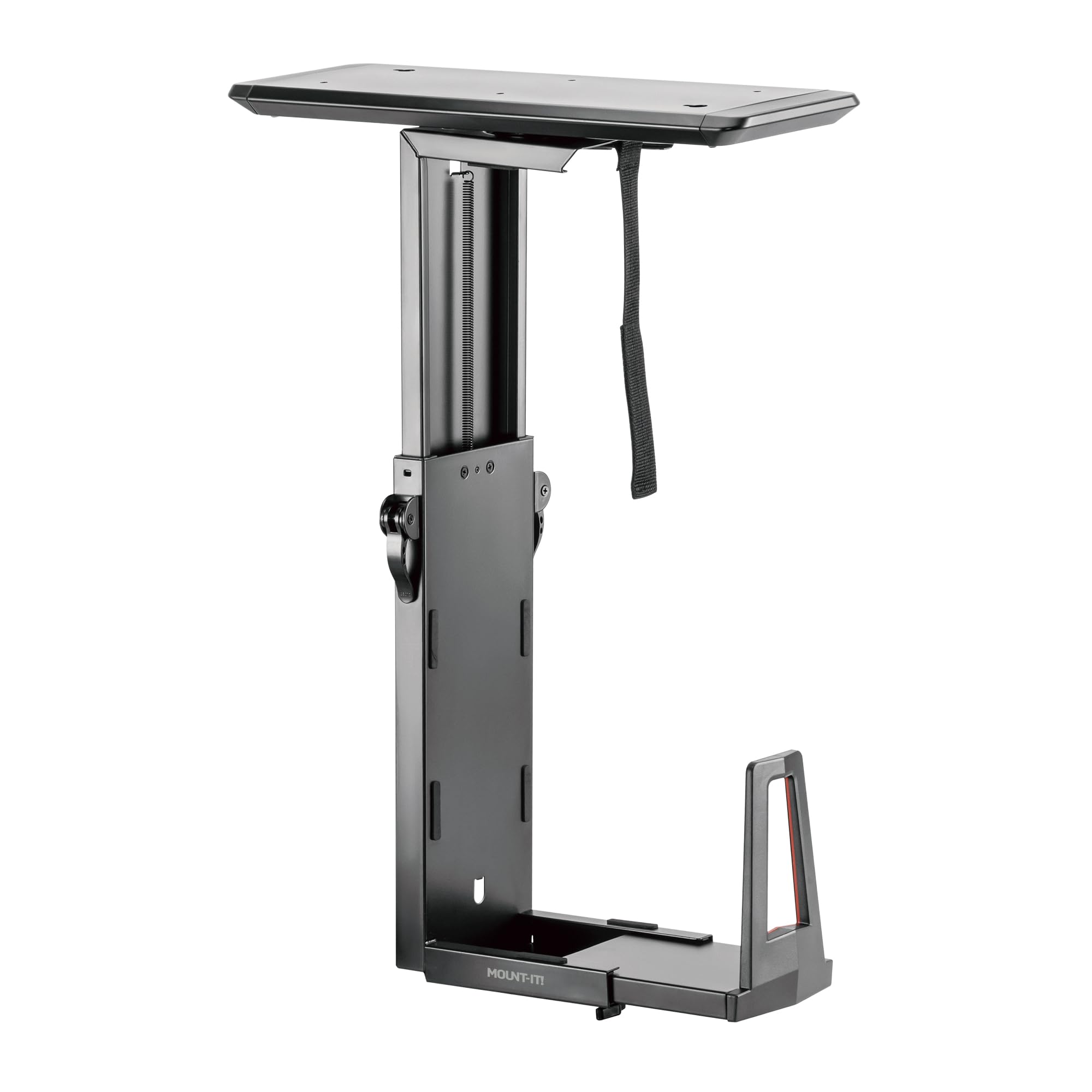 Mount-It! CPU Under Desk Mount Bracket, Height Adjustable Heavy Duty Computer Tower Desk Mount with Sliding Track, 44 lbs Weight Capacity, Adjustable Width and 360° Swivel Easy Cable Access, Black