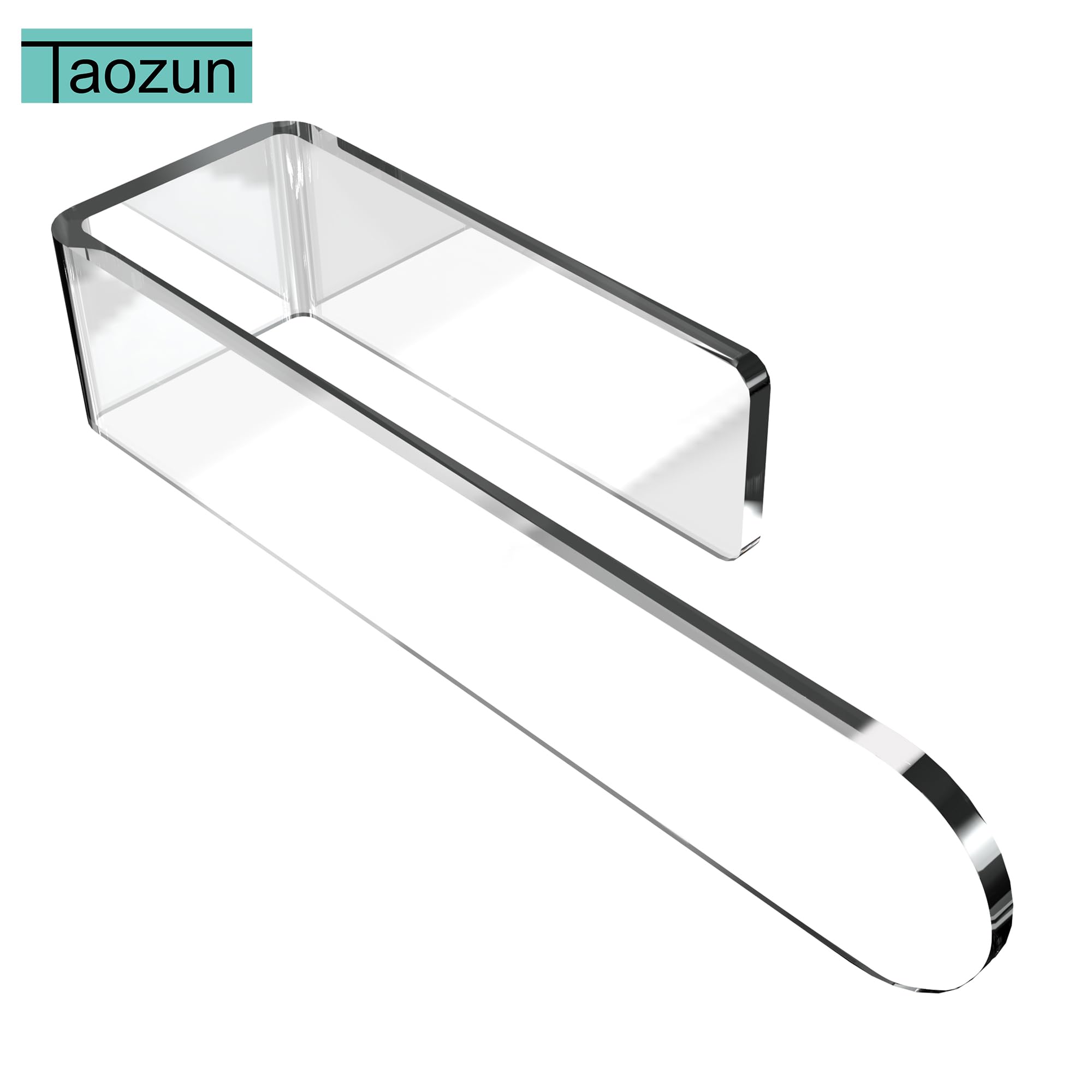 Taozun Hand Towel Holder/Clear Hand Towel Rack - Acrylic Plastics Towel Ring Self Adhesive Towel Bar for Bathroom or Kitchen Wall (8 inch, Transparent)