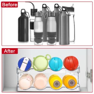 Water Bottle Organizer, 2 Tier 8 Containers Water Bottle Organizer for Cabinet, Stackable Plastic Clear Water Bottle Cup Holder,Drink/Water Bottle Storage Rack for Kitchen Countertop, Cabinet Freezer