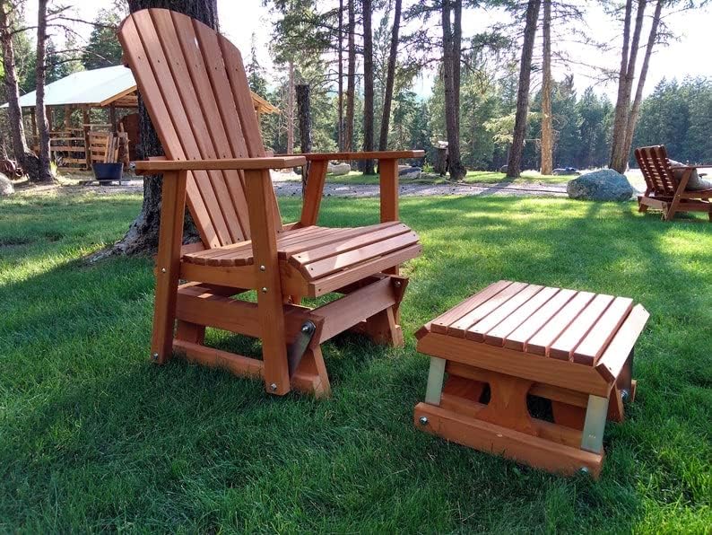 DARBUT Red Cedar Glider Foot Stool,Gliding Footstool,Red Cedar Rocking Chair Ottoman,Rocking Footrest,18.0" W X 17.0" D X 13.0" H (Stained)