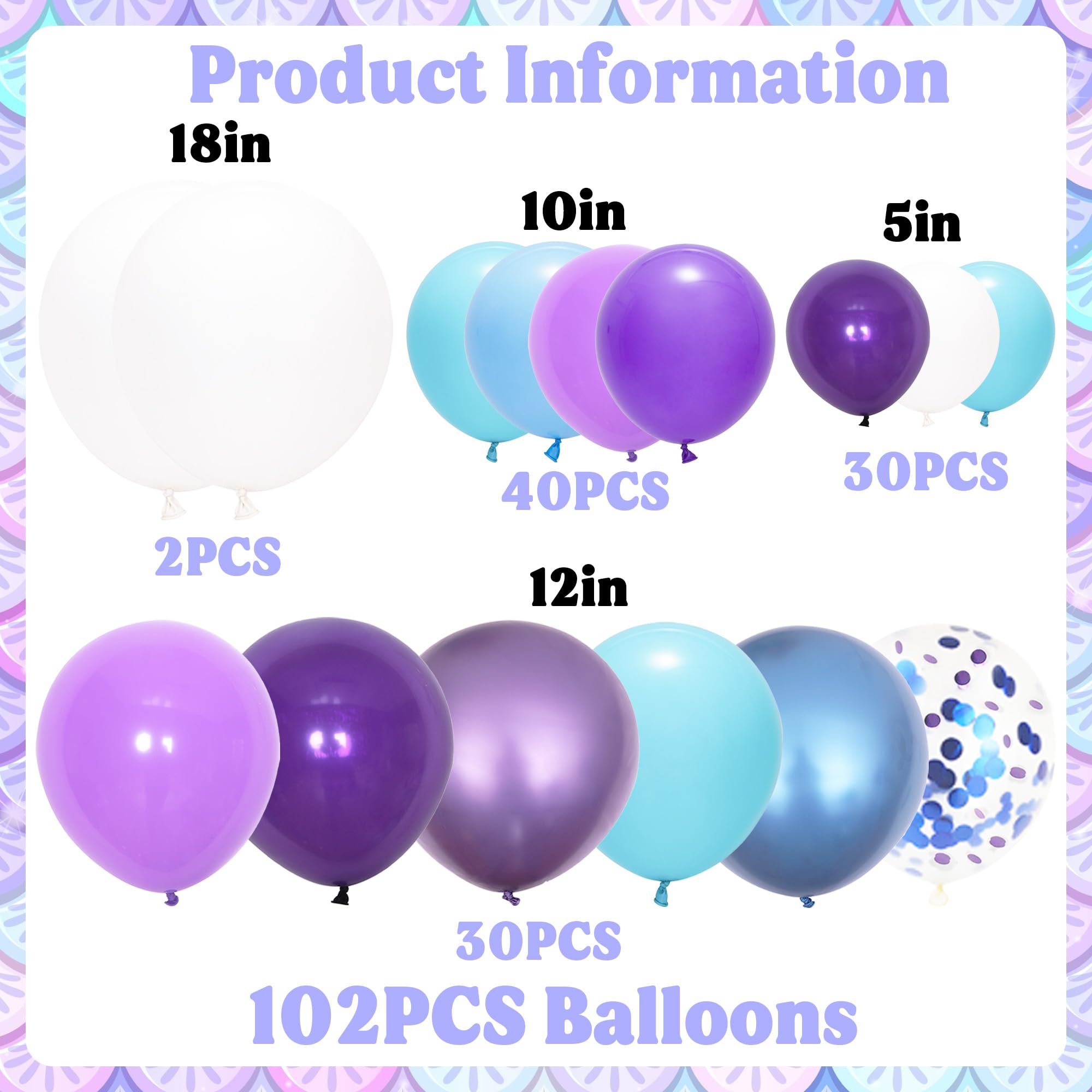 Little Mermaid Birthday Party Supplies, Mermaid Balloons Garland Arch Kit, Little Mermaid Ariel Birthday Party Decorations, Mermaid Backdrop, Tablecloth, Mermaid Party Favors