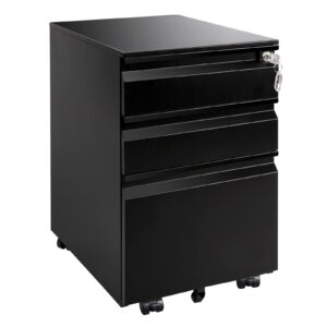 3 drawers filing cabinet office drawers with keys 19.69 d x 15.35" w x 23.62" h, fully assembled,heavy duty filing cabinet vertical file under desk for legal/letter/a4 file, (black)