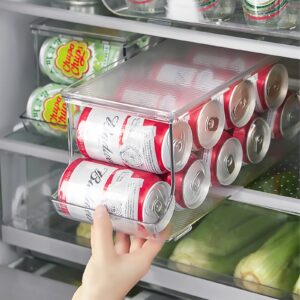 Stackable Soda Can Organizer for Refrigerator (12 Cans), Drink Organizer for Fridge, Pantry, Countertop, Cabinet with Lid, Clear Plastic Canned Food Pantry Storage Rack, 2 Pack