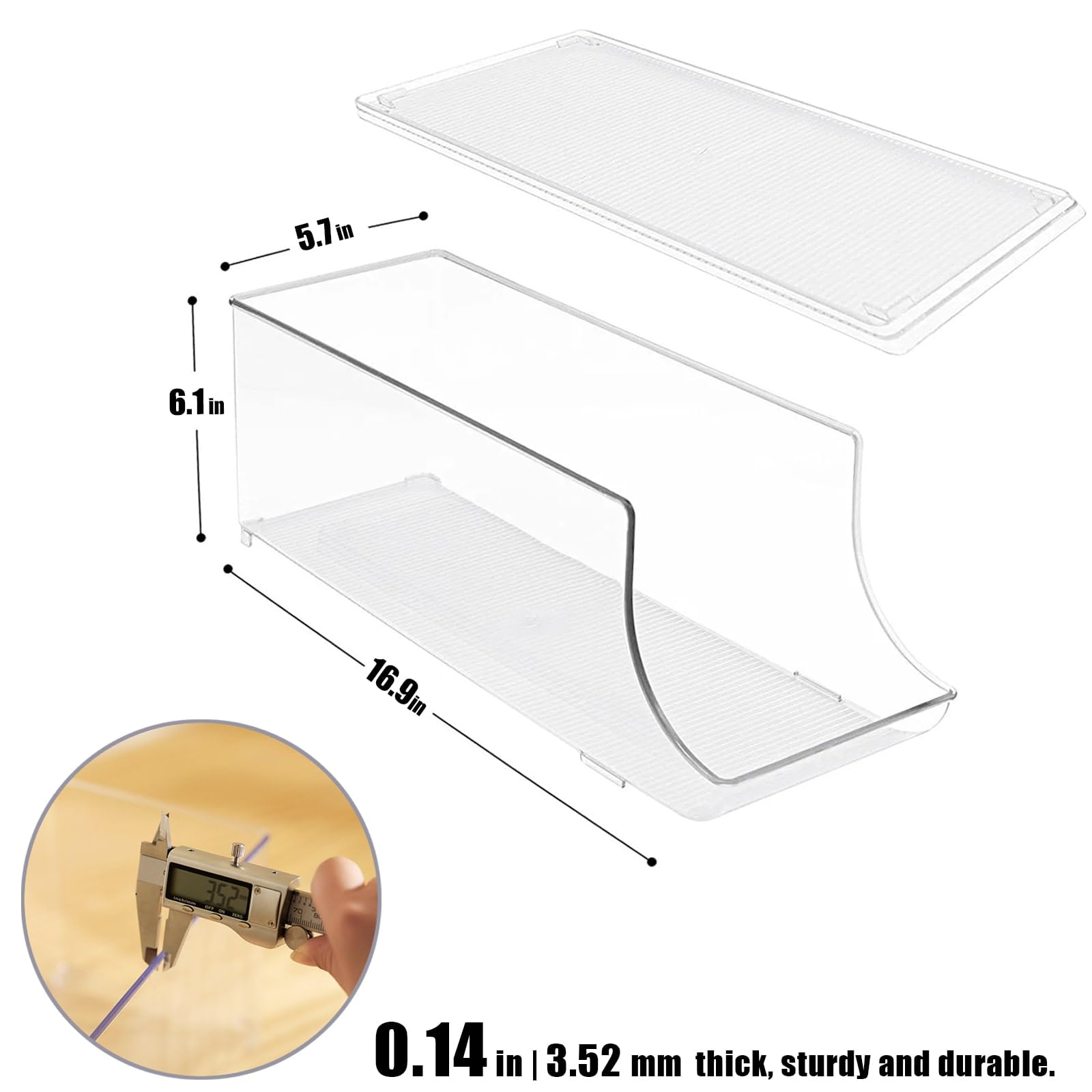 Stackable Soda Can Organizer for Refrigerator (12 Cans), Drink Organizer for Fridge, Pantry, Countertop, Cabinet with Lid, Clear Plastic Canned Food Pantry Storage Rack, 2 Pack