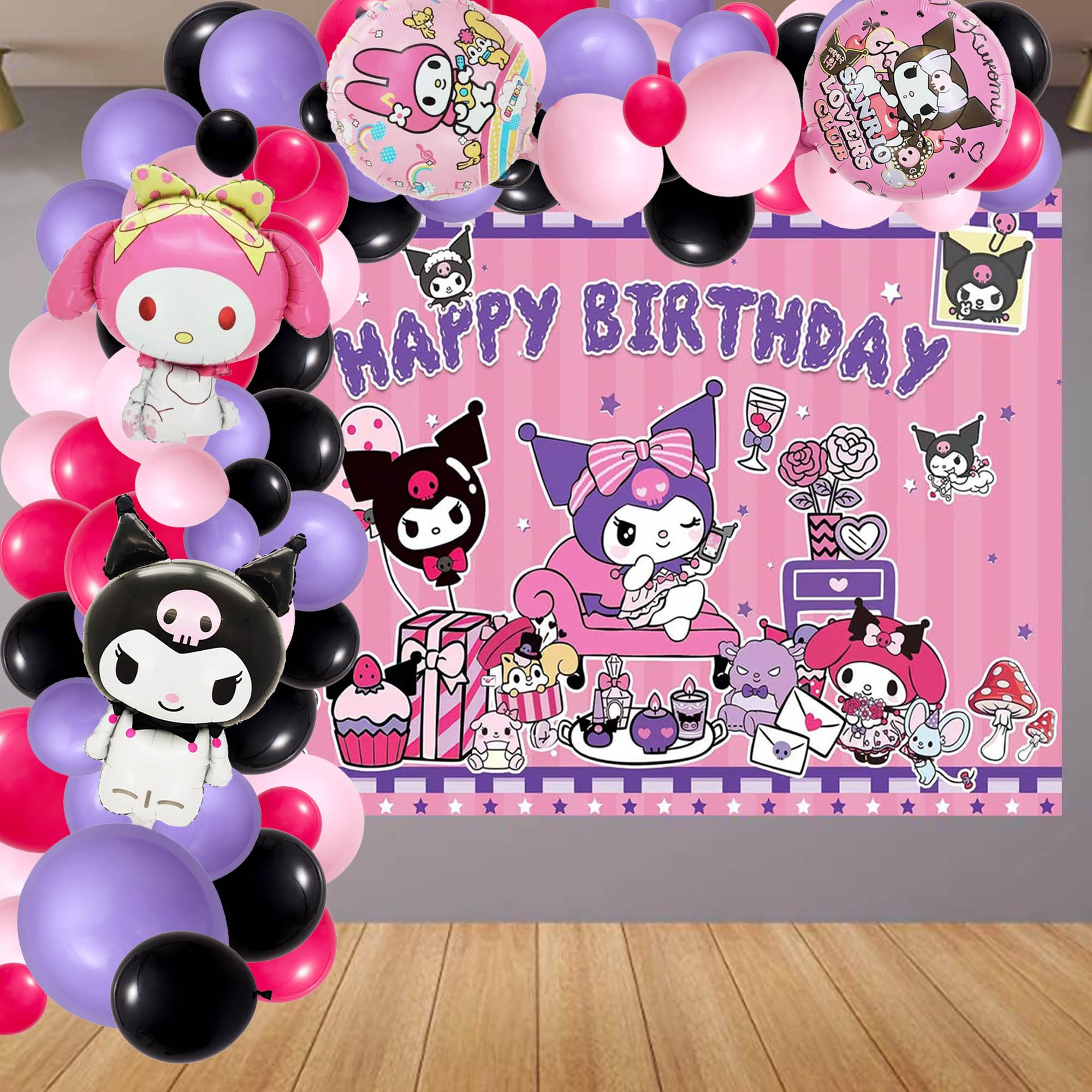 Kawaii Birthday Party Supplies, Kawaii Party Decorations Include Balloons Garland Arch Kit, Latex Balloons, Foil Balloons, Backdrop, Tablecloth, Kawaii Birthday Party Favors