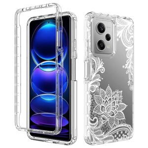 Tothedu Phone Case for Redmi Note 12 Pro Case, Poco X5 Pro 5G Case with Tempered-Glass Screen Protector, Cute Clear Mandala Pattern Full Body Protective Cover for Xiaomi Redmi Note 12 Pro 5G (Mandala)