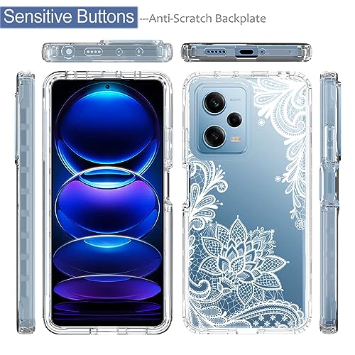 Tothedu Phone Case for Redmi Note 12 Pro Case, Poco X5 Pro 5G Case with Tempered-Glass Screen Protector, Cute Clear Mandala Pattern Full Body Protective Cover for Xiaomi Redmi Note 12 Pro 5G (Mandala)