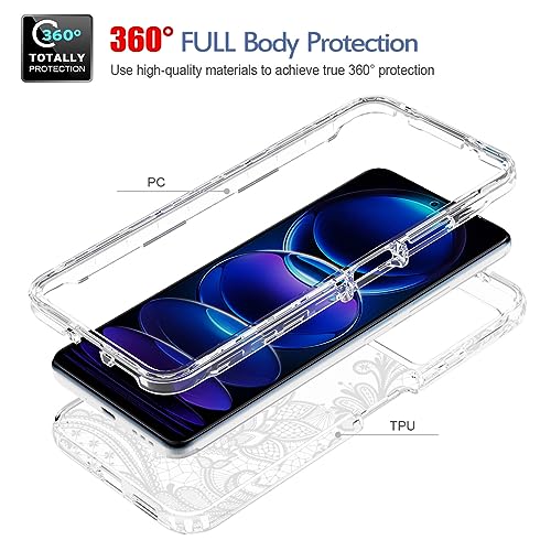 Tothedu Phone Case for Redmi Note 12 Pro Case, Poco X5 Pro 5G Case with Tempered-Glass Screen Protector, Cute Clear Mandala Pattern Full Body Protective Cover for Xiaomi Redmi Note 12 Pro 5G (Mandala)