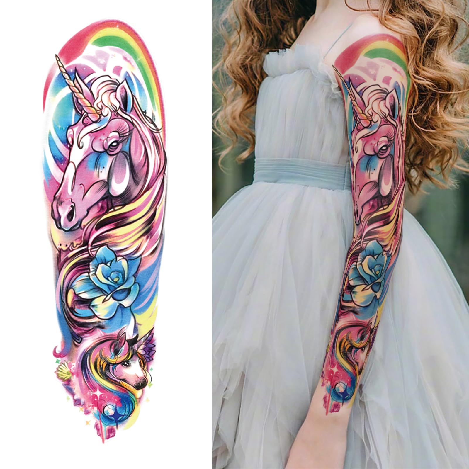 52 Sheets Kids Full Arm Temporary Tattoo, Fake Tattoos Sticker for Kids, Dinosaur Monster Car Planet Spider Shark Fake Tattoo for Boy, Unicorn Princess Castle Dolphins Temporary Tattoos for Girl