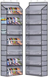 kimbora 7 tier hat rack for baseball caps, over door baseball hat organizer hold 80 hat storage for closet/wall with 14 side mesh pockets cap holder (gray)