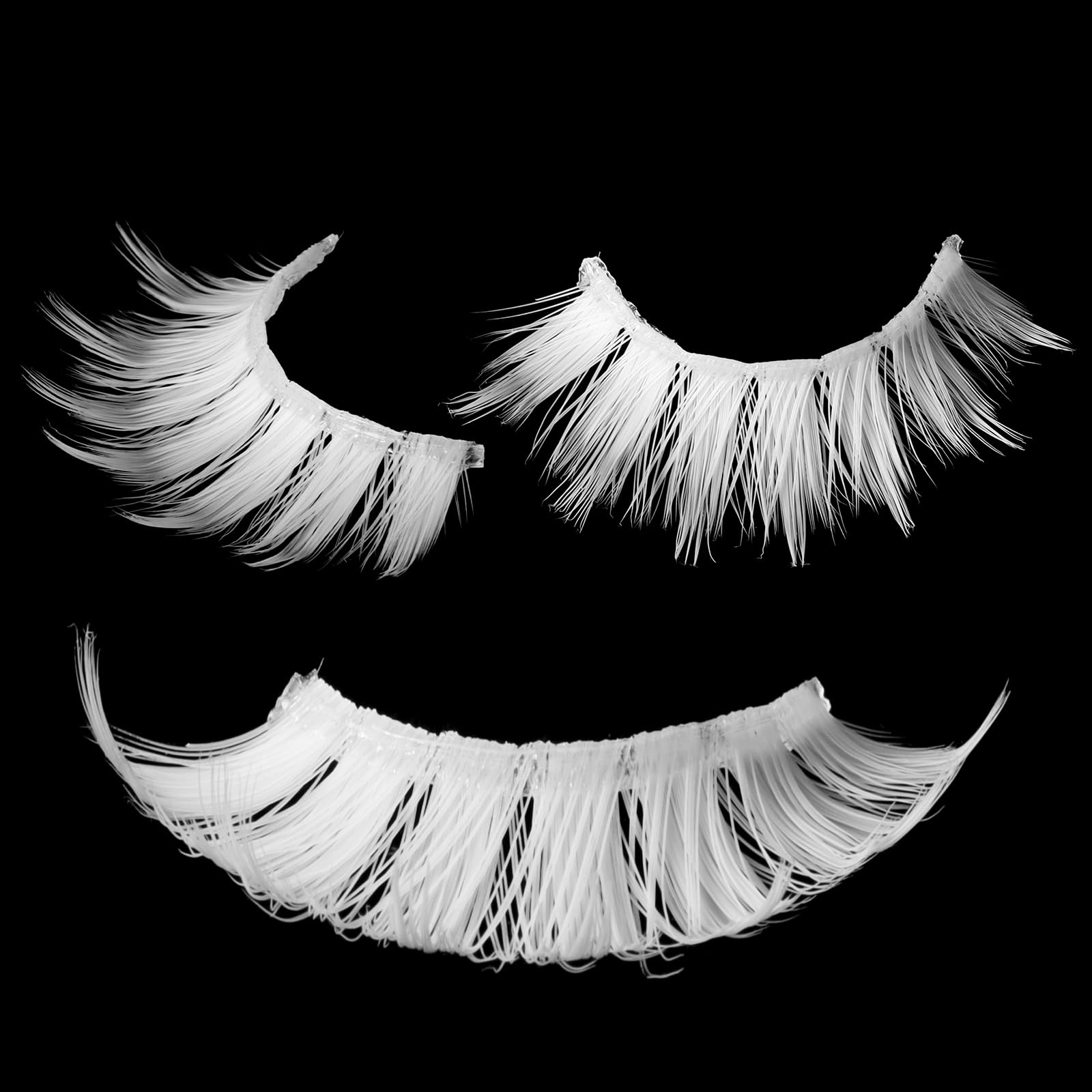 DSLONG 5 Pairs White Lashes Cosplay Lashes 3D Multi-Layered Anime Manga Lashes Effect Fluffy Wispy Cat Eye White False Eyelashes For Halloween Masquerade Eyelash Tools (W01)