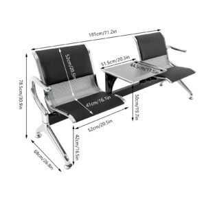 HENHAIY Waiting Room Chairs, 2-Seat Waiting Room Reception Chair w/Arms, Black PU Waiting Room Chairs, Airport Reception, for Office, Clinic Waiting Area, Airport, Hospital, Bank, Office, Lobby