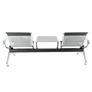 HENHAIY Waiting Room Chairs, 2-Seat Waiting Room Reception Chair w/Arms, Black PU Waiting Room Chairs, Airport Reception, for Office, Clinic Waiting Area, Airport, Hospital, Bank, Office, Lobby