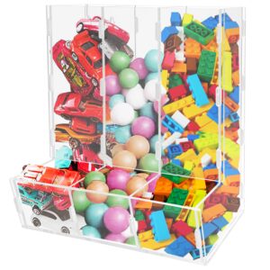 montex acrylic wall toy dispenser, play room organization acrylic wall organizer clear hanging organizer for kid's playroom, blocks, cars, snacks (three compartment)