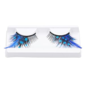 DSLONG Halloween Eyelashes Green Feather Eyelashes Dramatic Extra Long Big Halloween Colored Lashes Cosplay Feather Lashes Show Dance Makeup Tools Reusable (A2)