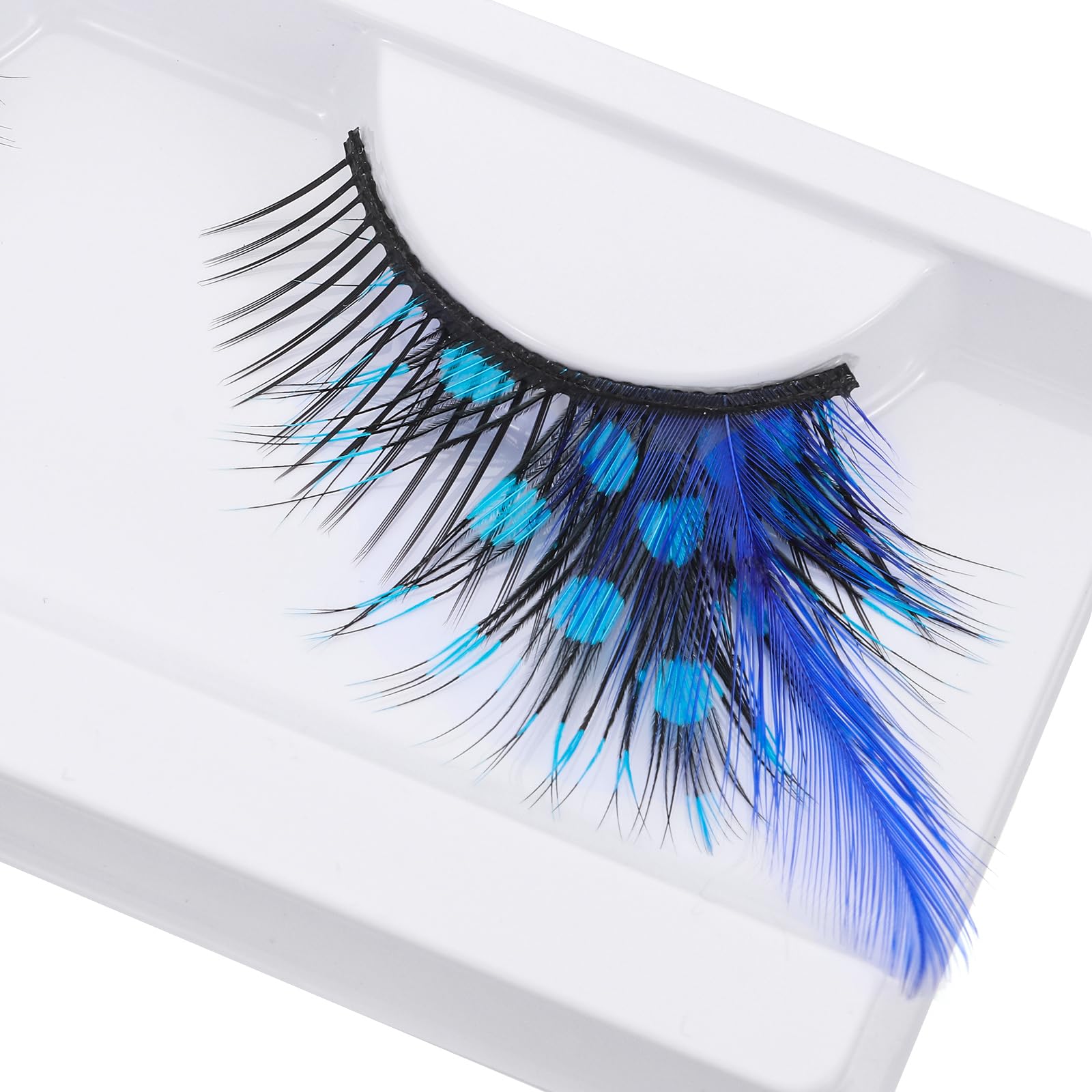 DSLONG Halloween Eyelashes Green Feather Eyelashes Dramatic Extra Long Big Halloween Colored Lashes Cosplay Feather Lashes Show Dance Makeup Tools Reusable (A2)