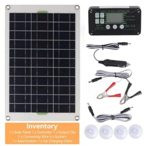 50W 30A Solar Battery Charger, 12V 24V Monocrystalline Solar Panel Kit Solar Panel Charger Controller Solar Panel Solar Panel Charging Kit Solar Charger for Car Boat Marine RV Trailer Truck Camping