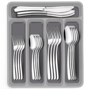 40-piece silverware set with organizer, ewfen heavy duty stainless steel flatware set for 8, food-grade tableware cutlery set, utensil sets for home restaurant, mirror finish, dishwasher safe