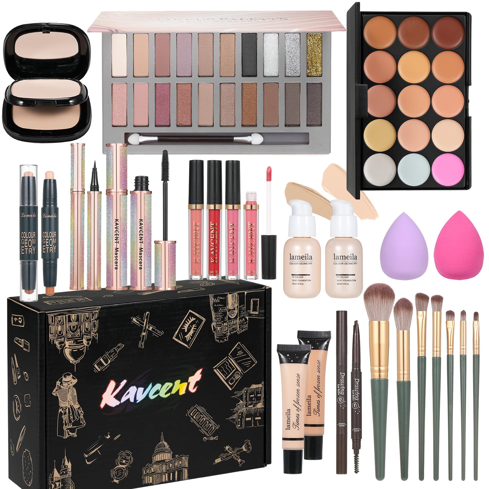 Makeup Kit for Teens and Women - Full Makeup Set With Eyeshadow, Lipgloss, Foundation, Concealer and Makeup Brushes