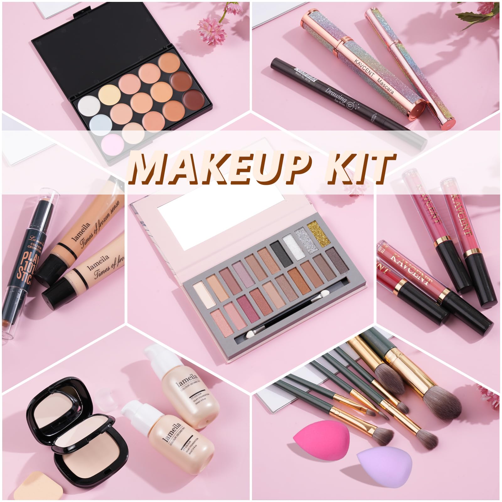 Makeup Kit for Teens and Women - Full Makeup Set With Eyeshadow, Lipgloss, Foundation, Concealer and Makeup Brushes