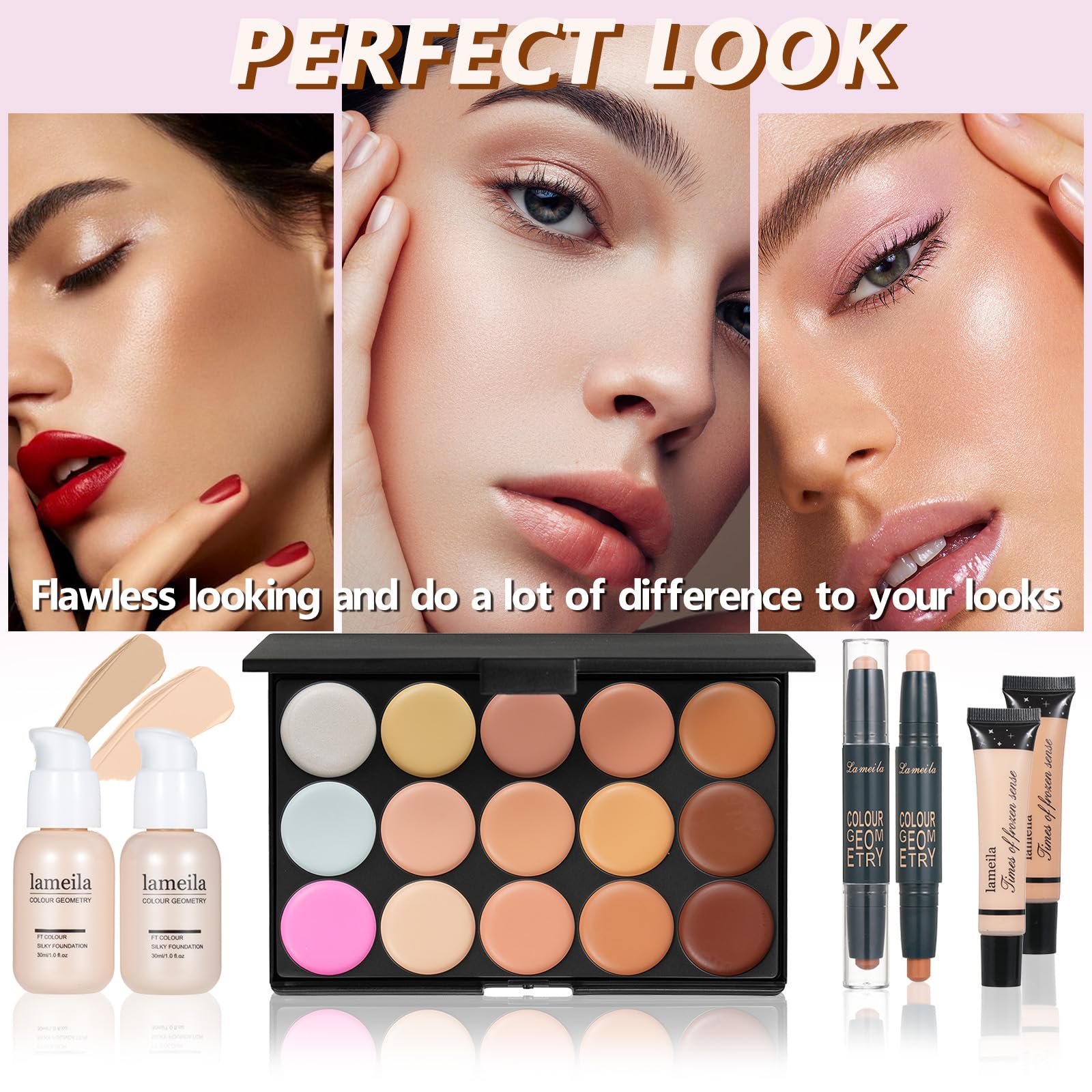 Makeup Kit for Teens and Women - Full Makeup Set With Eyeshadow, Lipgloss, Foundation, Concealer and Makeup Brushes