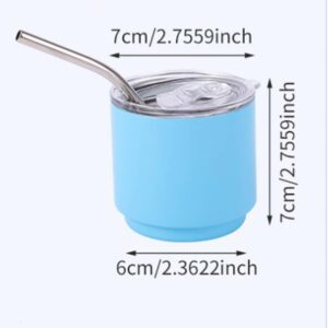 FUSSWIND Mini Tumbler Shot Glass with Straw - Mini Tumbler Shot Glass Set, Mini Tumbler Cups, Double Wall Tumbler Shot Glasses Set, Metal Mini 2oz Shot Glass Tumbler with Straw & Lid (3Pcs B)