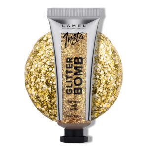 lamel insta glitter bomb: quick-dry holographic face & body glitter gel | long-lasting shine & effortless removal | perfect face glitter makeup & body, hair shimmer | vegan & cruelty free -0.67 fl.oz