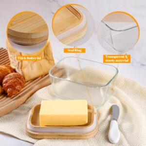 XCC Large Glass Butter Dish with Lid, Upgraded the Capacity to Holds 1lb of Butter, Butter Keeper with Knife for countertop and Double High-quality Silicone Seal, Kitchen Decor and Gifts