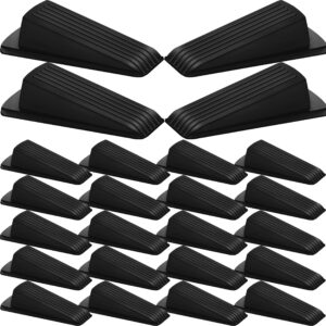 beieverluck 24 pack door stoppers for bottom of door rubber door stop wedge sturdy stackable door stops for floor wall carpet heavy duty door, black