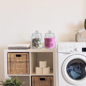 Laundry Room Organization Jars with Labels, Glass Containers for Laundry Detergent Laundry Powder, Farmhouse Laundry Pods Storage Organizers, Laundry Soap Dispenser, Scent Booster Holder (Clear)